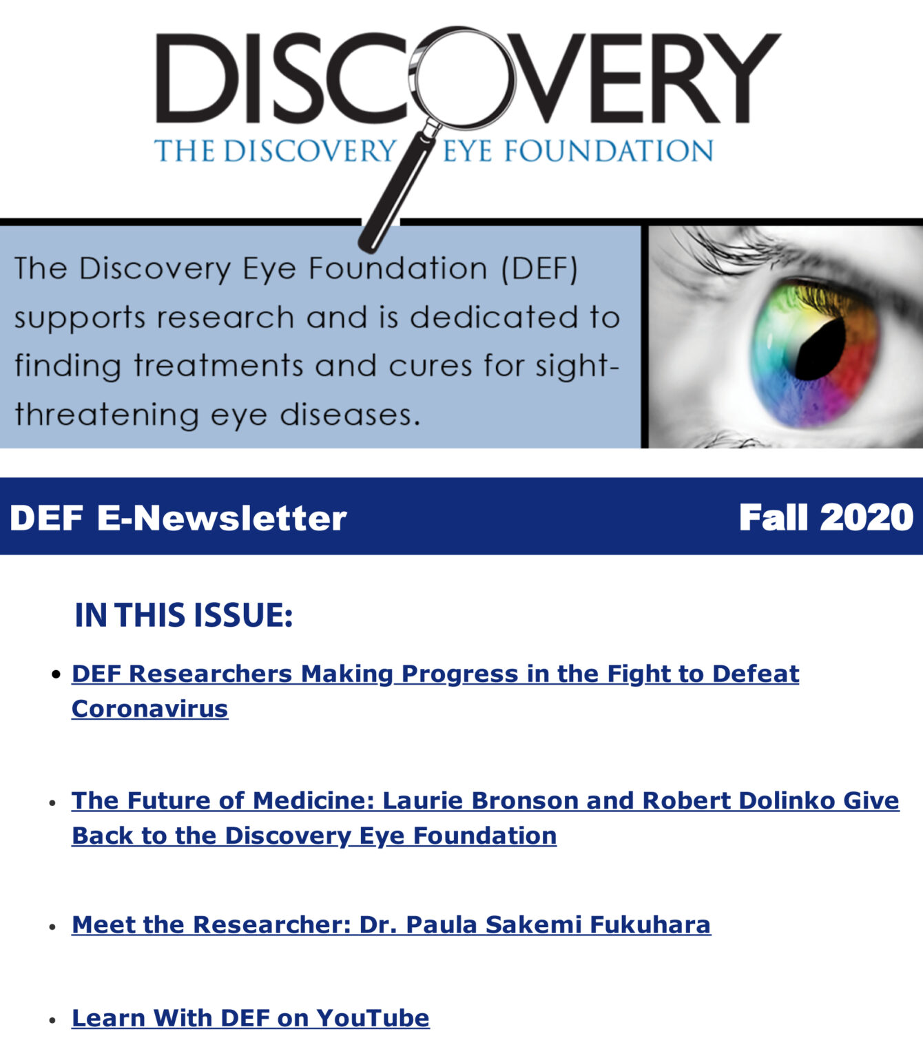 Newsletters - Discovery Eye Foundation